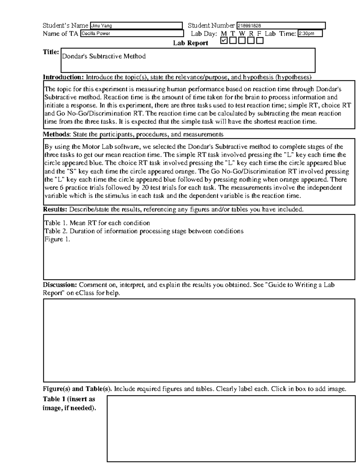 Lab Report Template - Student’s Name __________________________ Student ...