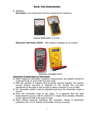Exercise-3 - Multimeter practice reading and exercise testing of ...