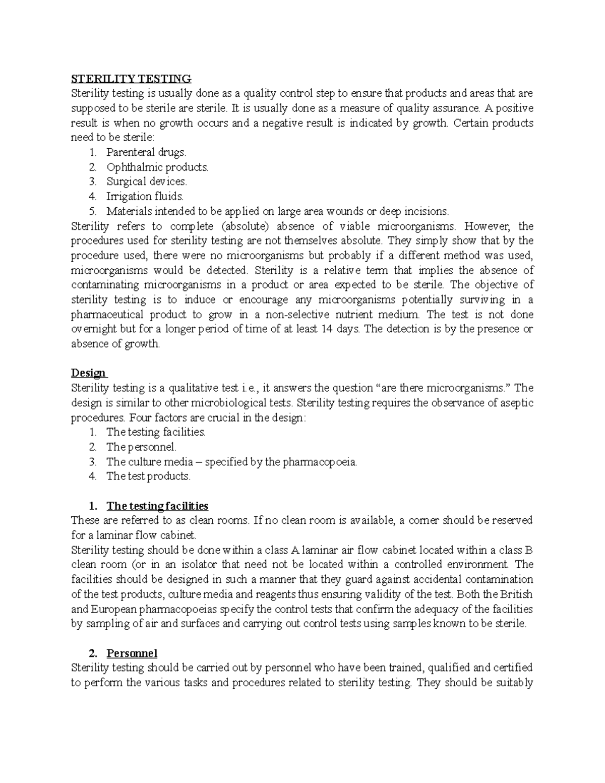2. Sterility Testing - Pharmchem - STERILITY TESTING Sterility testing ...