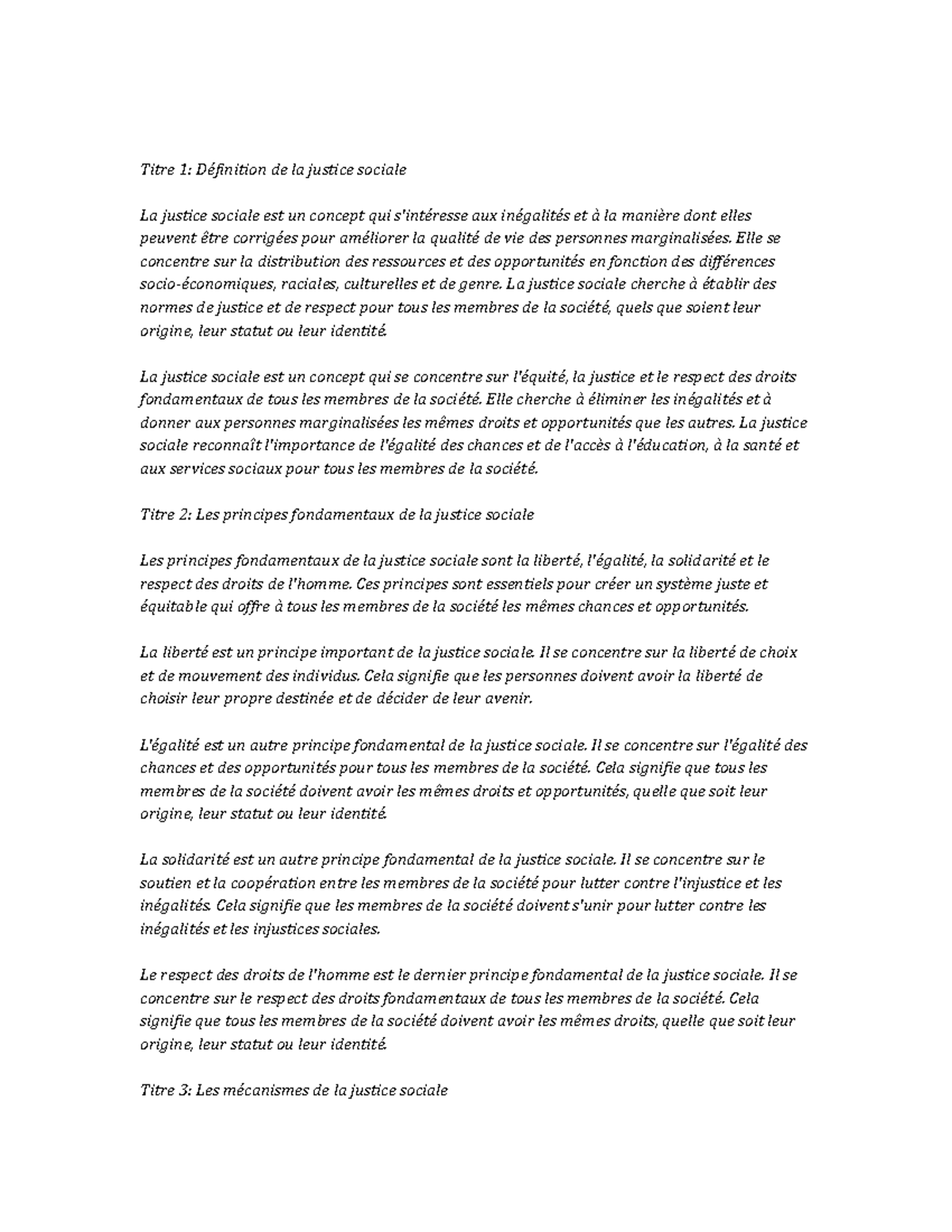 Social Justice and Equity Notes de cours - Titre 1: Définition de la ...