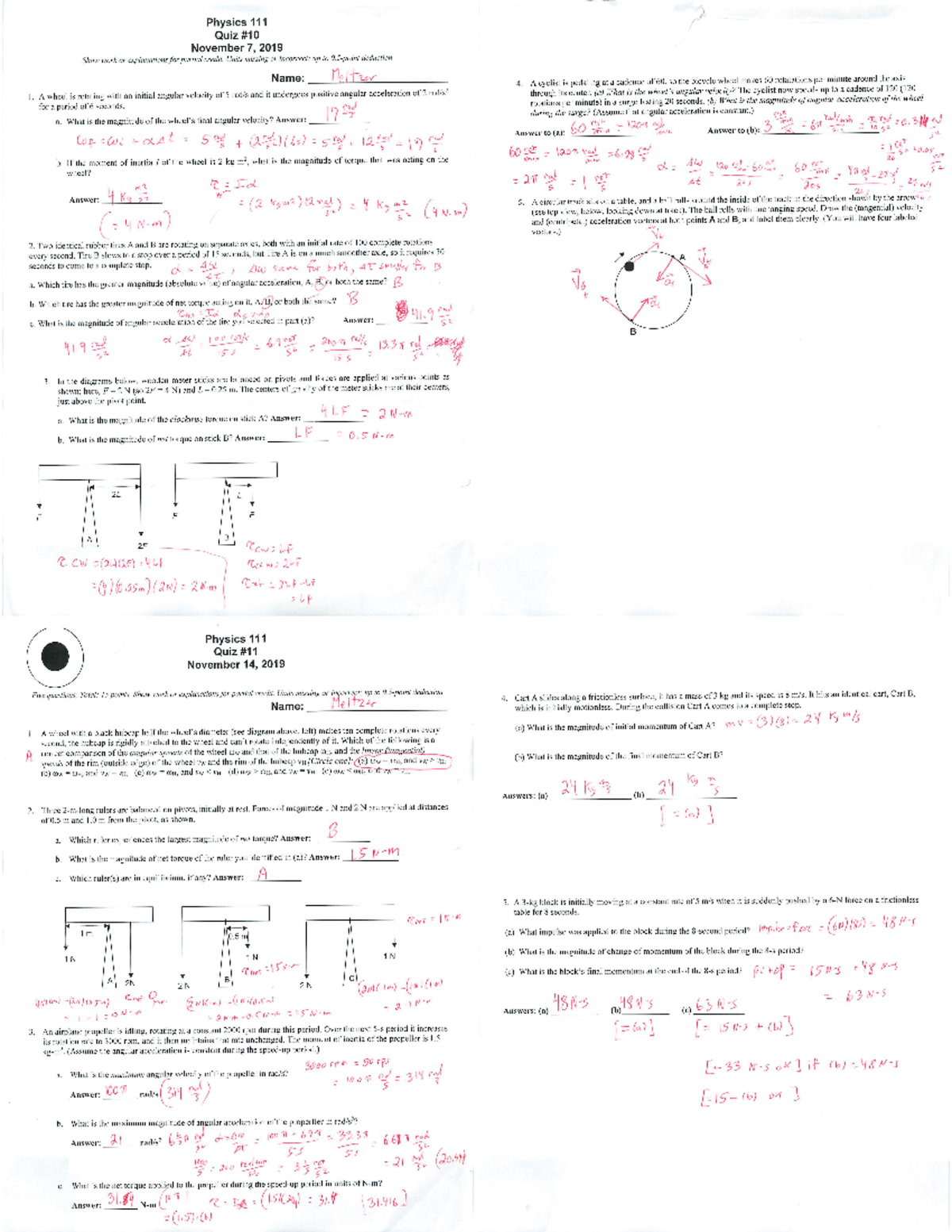 11-6-23 - Exam 10-11 - PHY 111 - Studocu