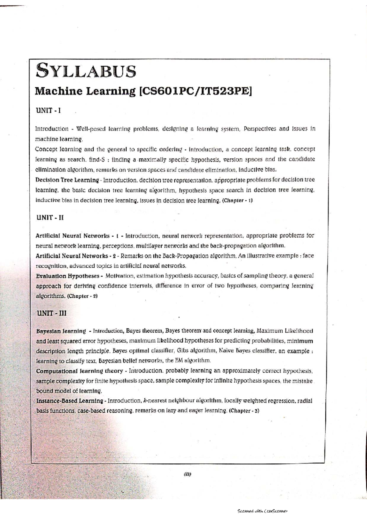 ML complte notes(ALL IN ONE) - SYLLABUS Machine Learning UNIT I ...