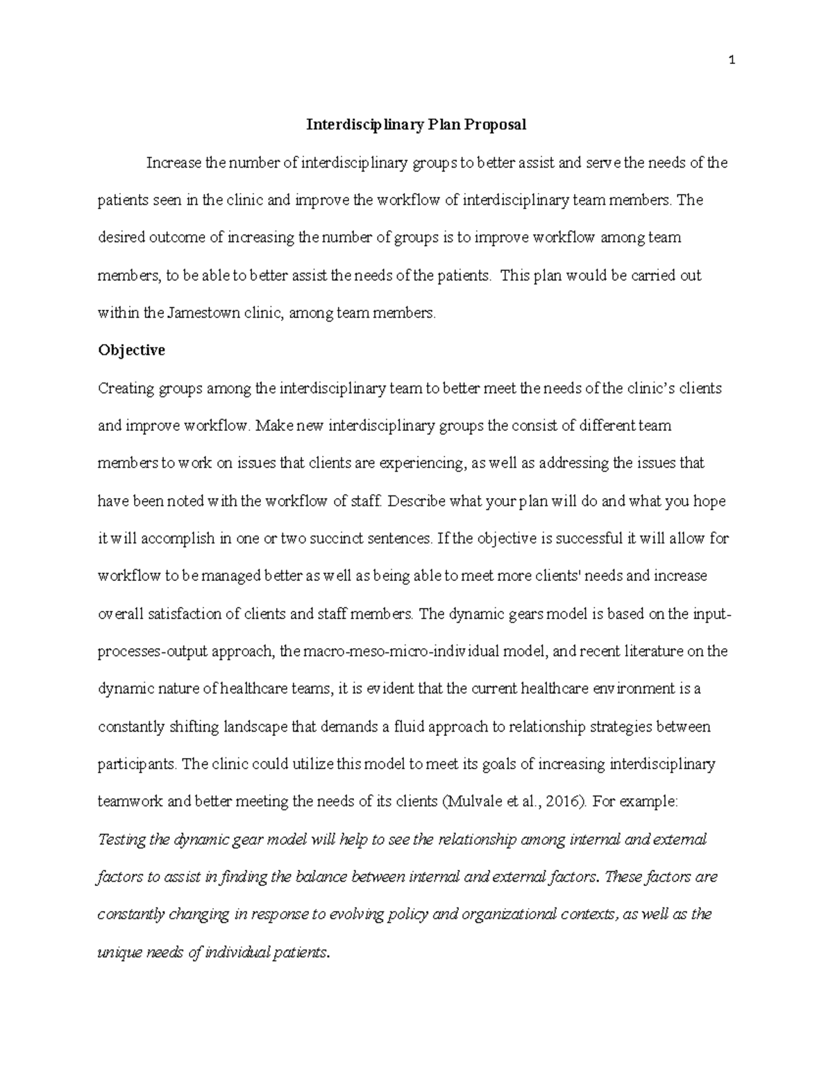 NURS-FPX4010 Johnson A Assessment 3 - Interdisciplinary Plan Proposal ...