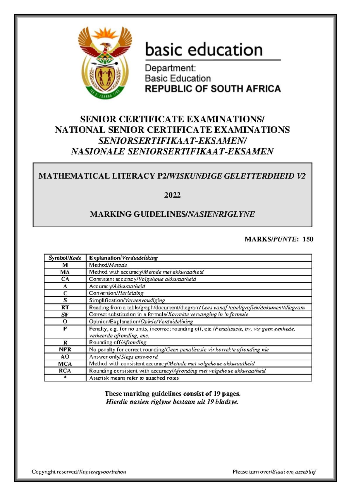 Mathematical Literacy P2 May-June 2022 MG Afr & Eng - SENIOR ...