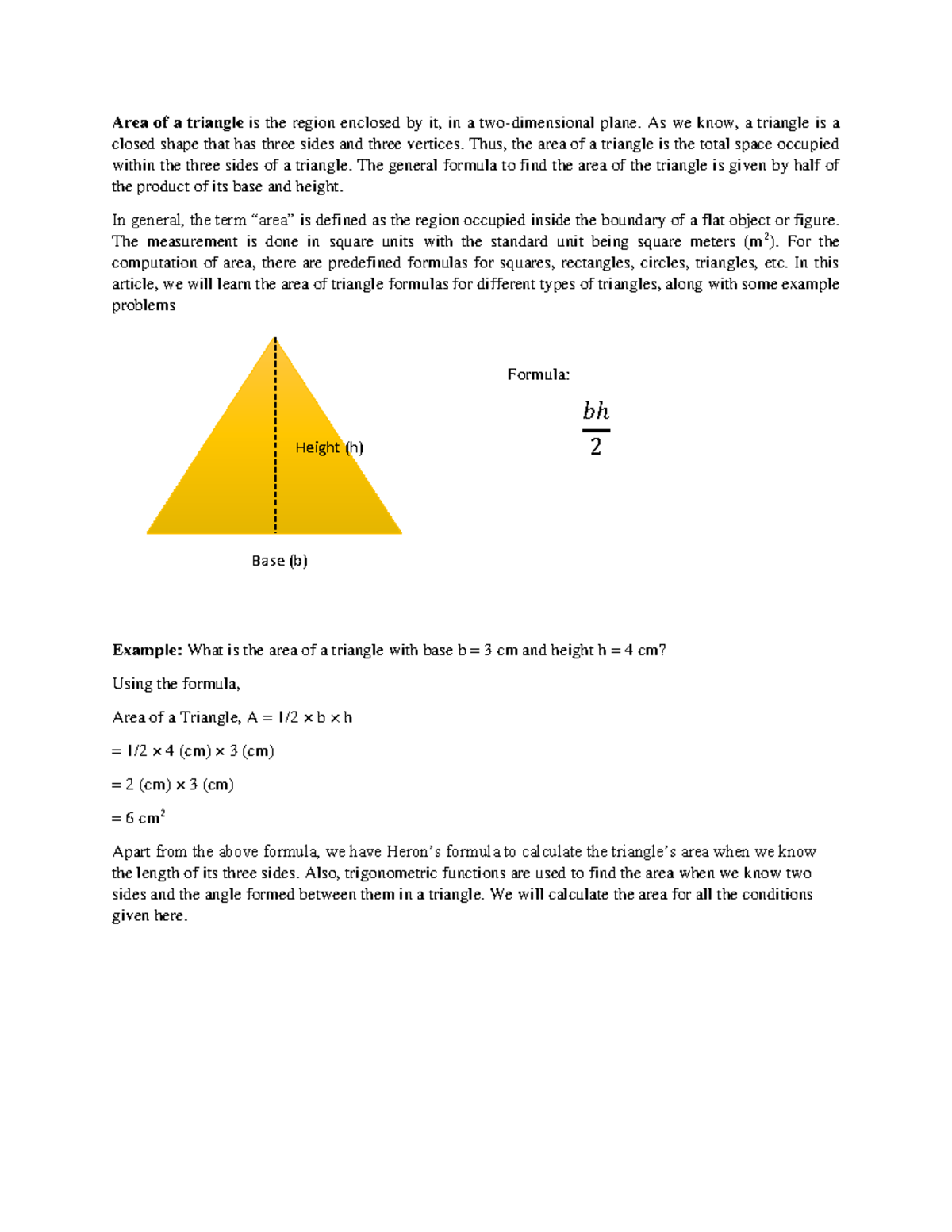 S11 - The definition of area of triangle. - Area of a triangle is the ...