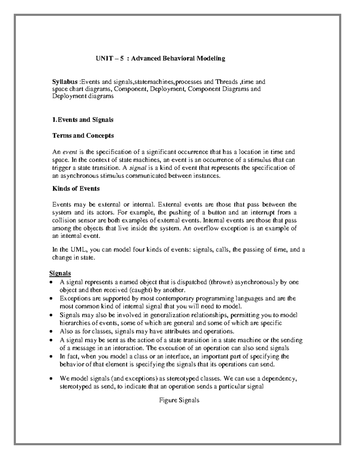 OOAD-UNIT-V - This is applicable to R19 and R20 - UNIT – 5 : Advanced Behavioral Modeling ...