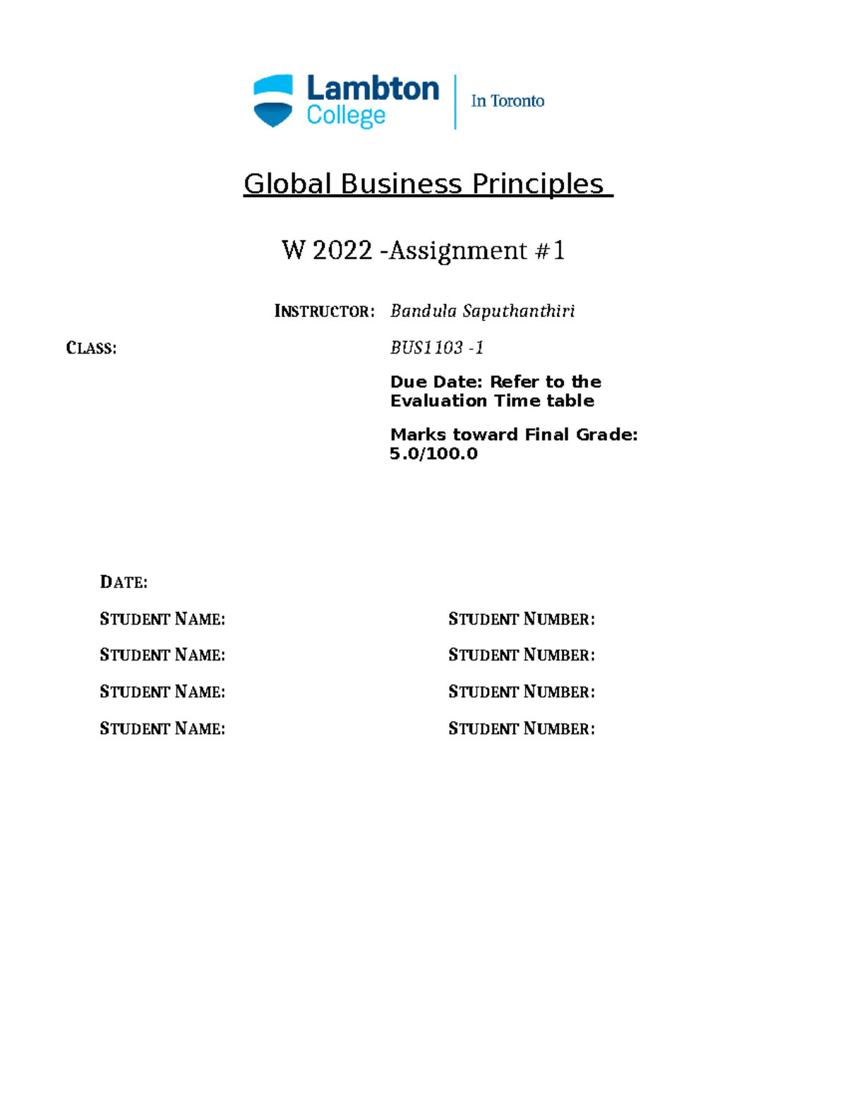 Assignment # 1 Template-Instructions - Global Business Principles W ...