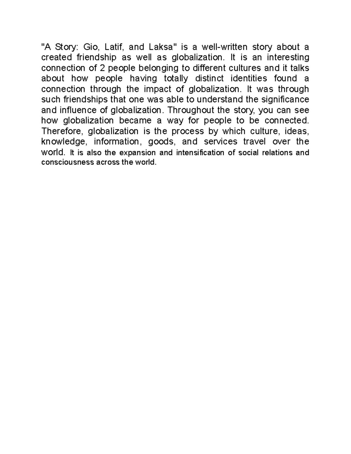 Globalization - story - Civil Engineering - Studocu