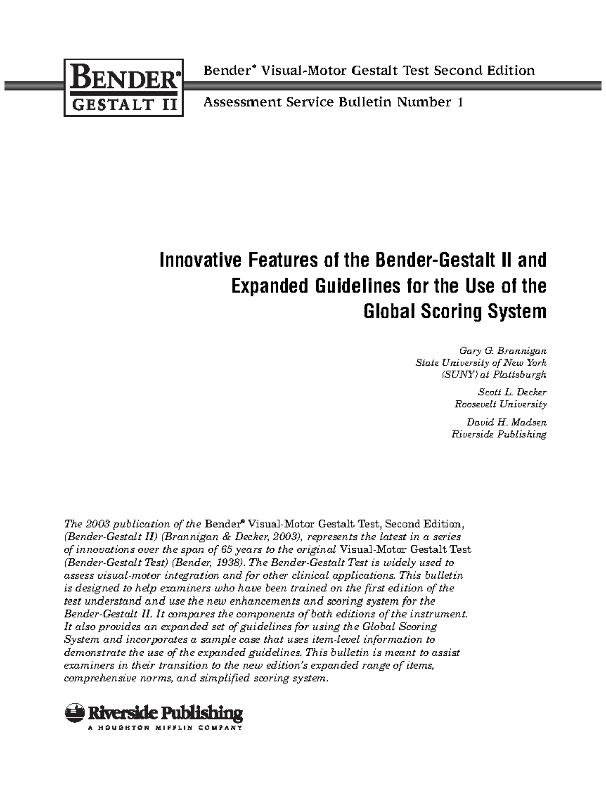 53568157 Bender Gestalt Test - 9-95644 Bender Gestalt II ASB #1 pg i ...