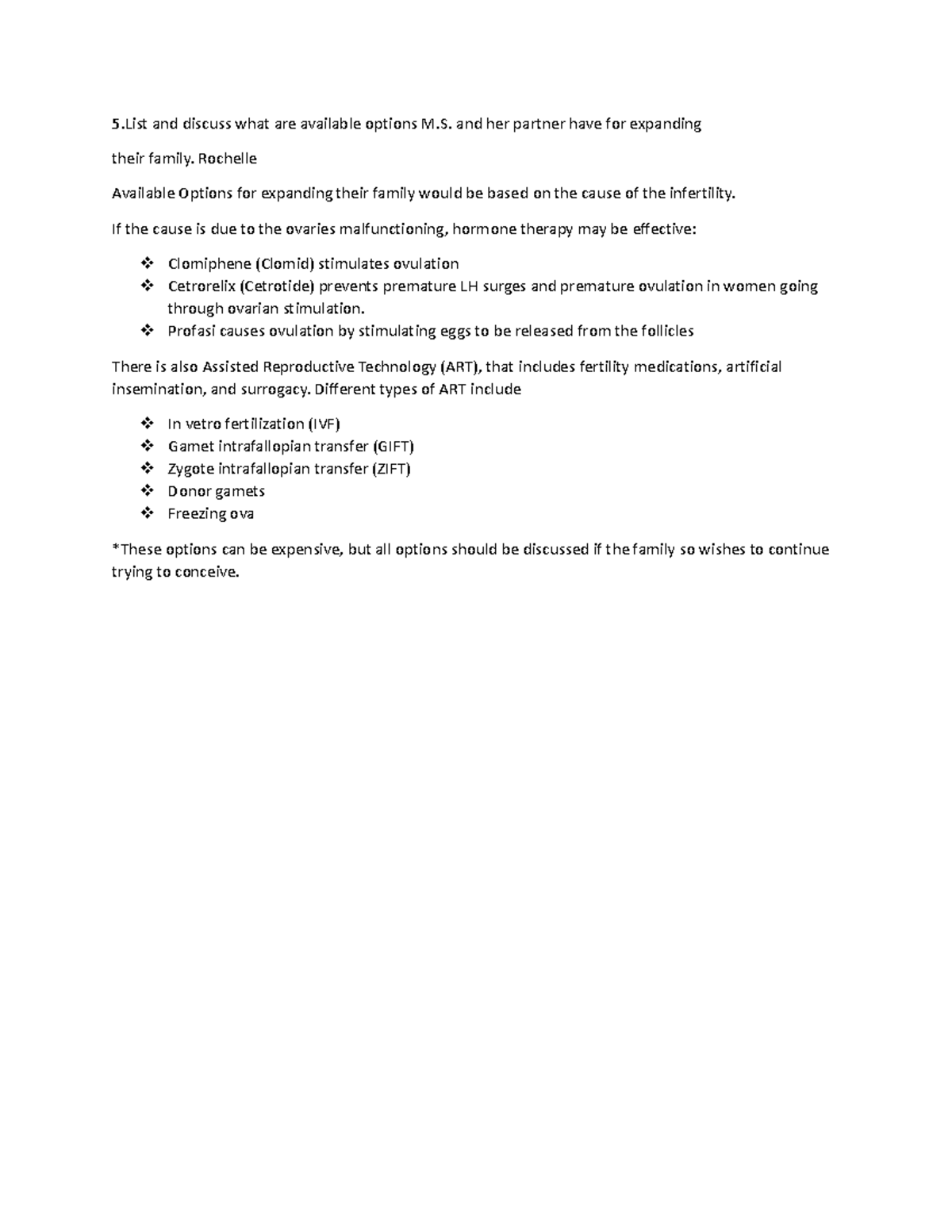 Case Study Miscarriage and Infertility - 5 and discuss what are ...