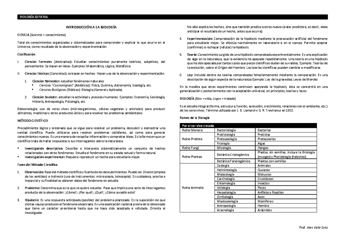 Biologia - Tema 1 - Generalidades - Warning: TT: undefined function: 32 Warning: TT: undefined ...