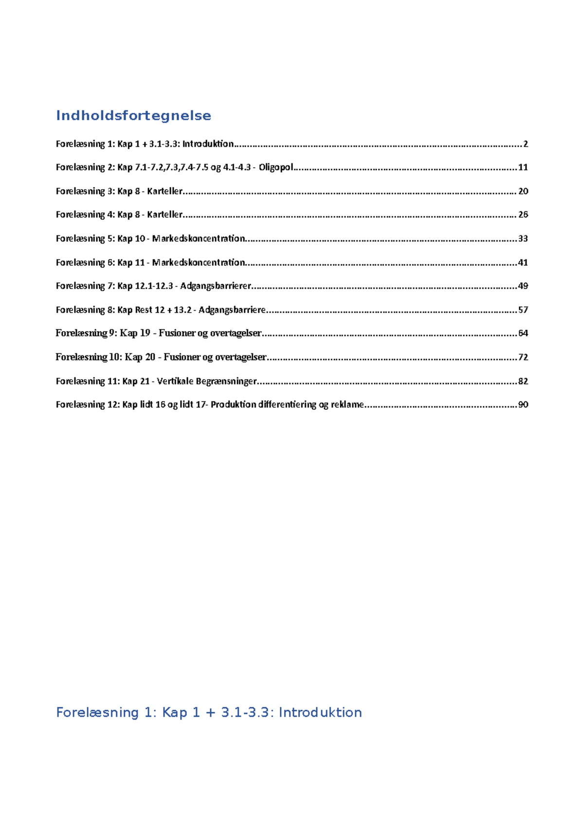 Forelæsning IØ - noter - Indholdsfortegnelse Forelæsning 1: Kap 1 + 3.1 ...
