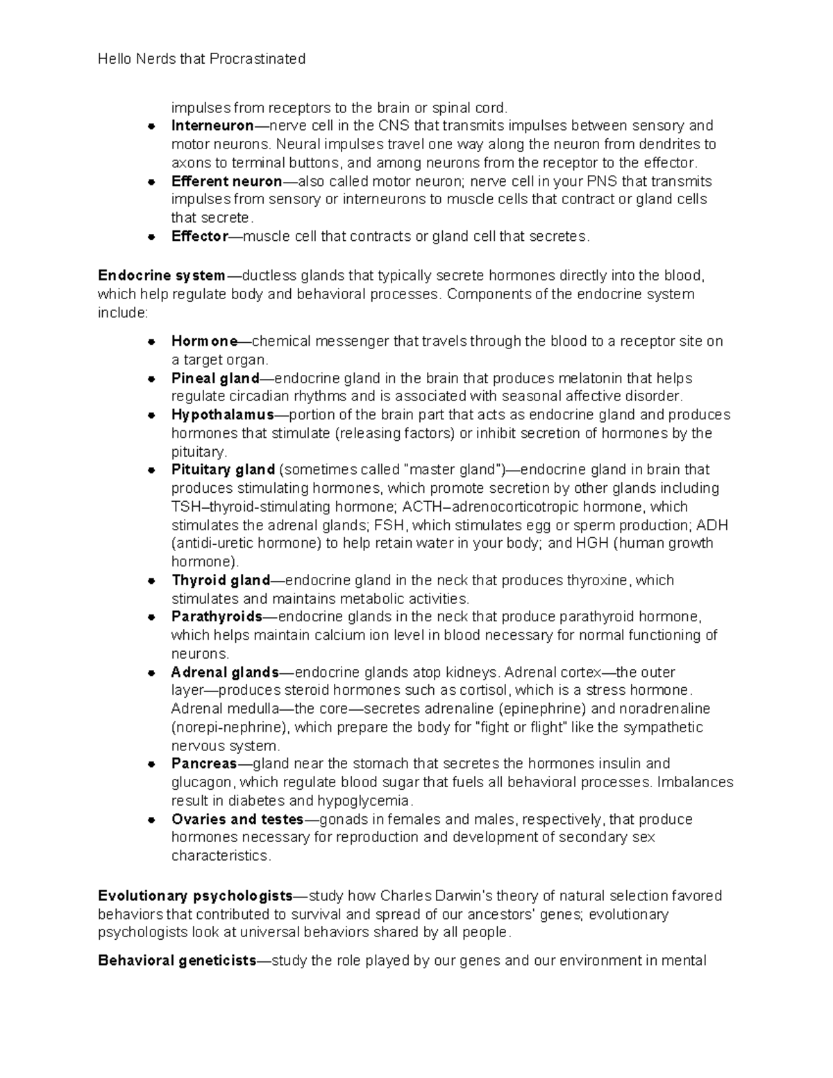 AP Psych Cheat Sheet Part5 - Hello Nerds that Procrastinated impulses ...