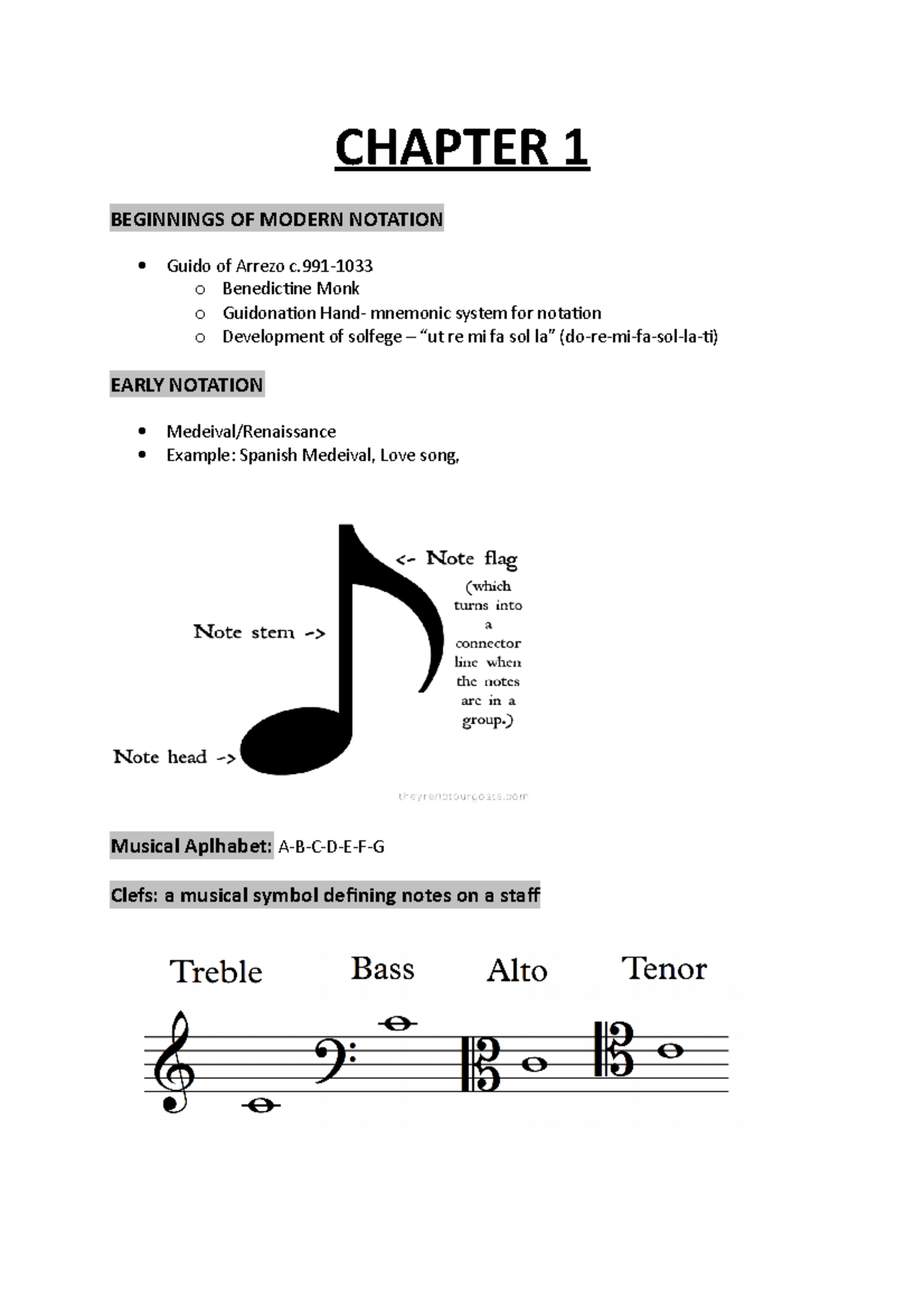 M4TL 1 - Lecture notes 1-7 - CHAPTER 1 BEGINNINGS OF MODERN NOTATION ...