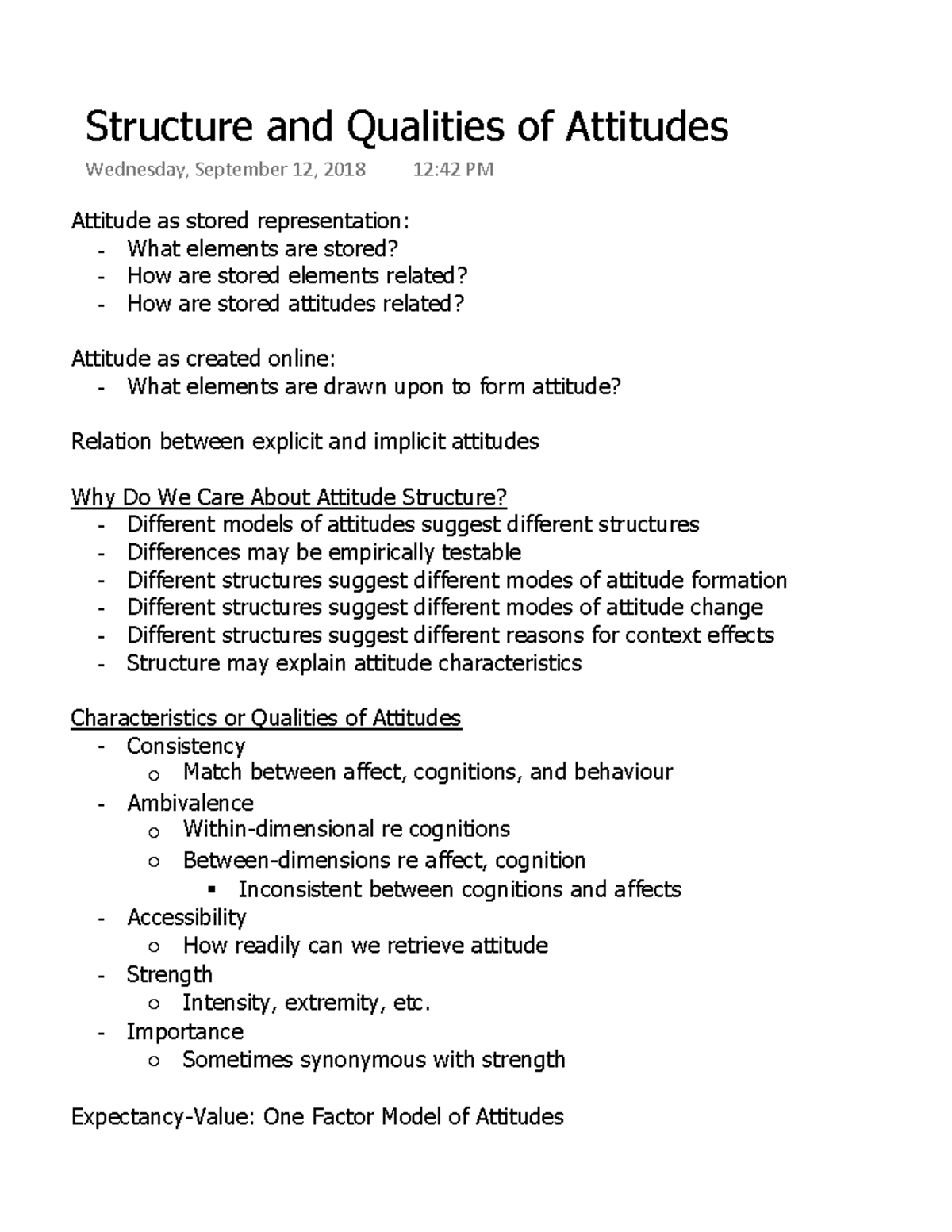 Structure and Qualities of Attitudes - Importance Sometimes synonymous ...