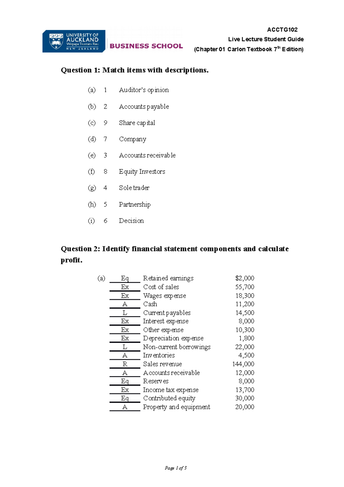 Week 02 Chapter 01 Live Lecture Student Guide - ACCTG Live Lecture Student Guide (Chapter 01 ...