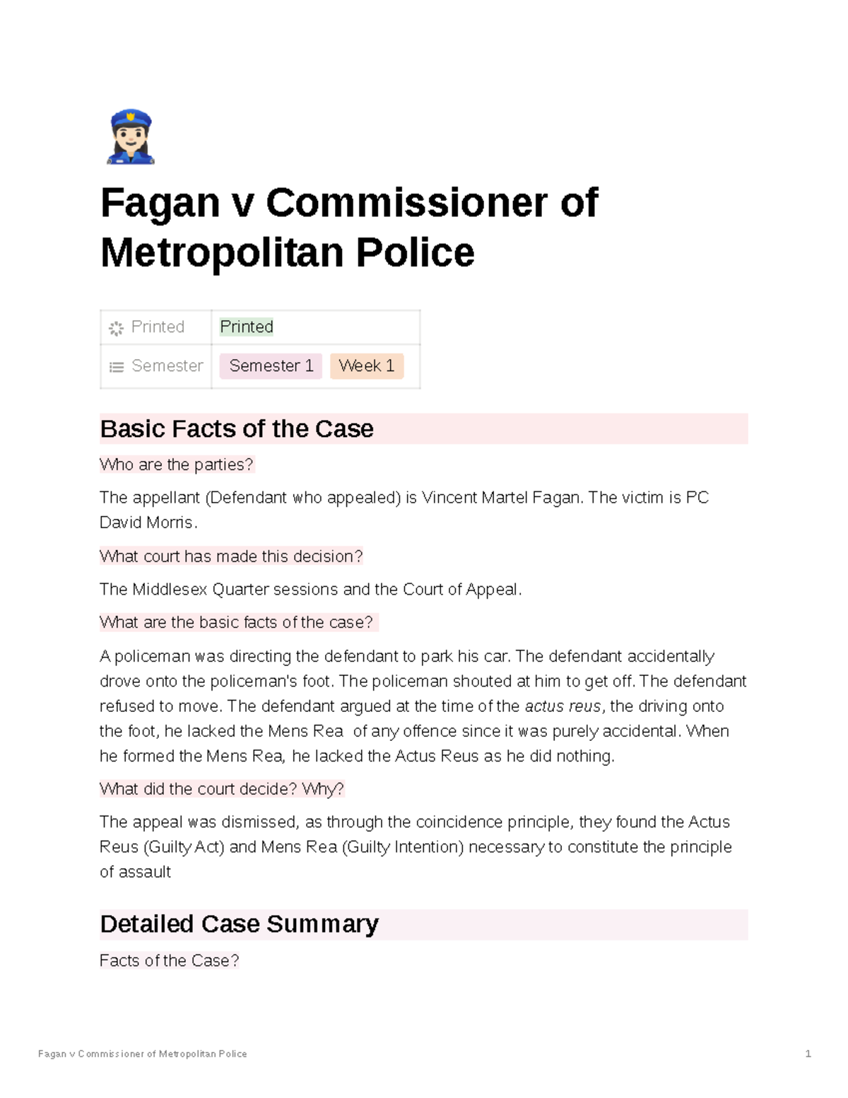 Carlil v Carbolic Smoke Ball Reading - Fagan v Commissioner of ...