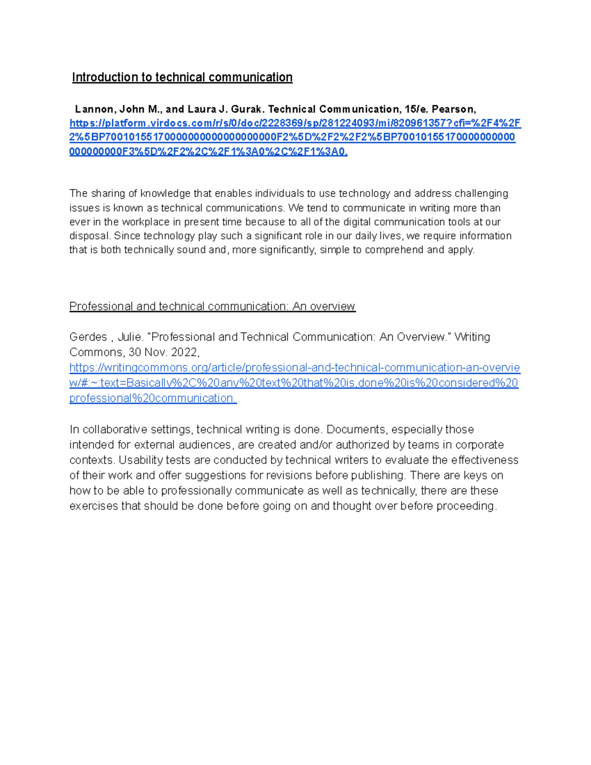 Annotated bibliography #1 - Introduction to technical communication ...