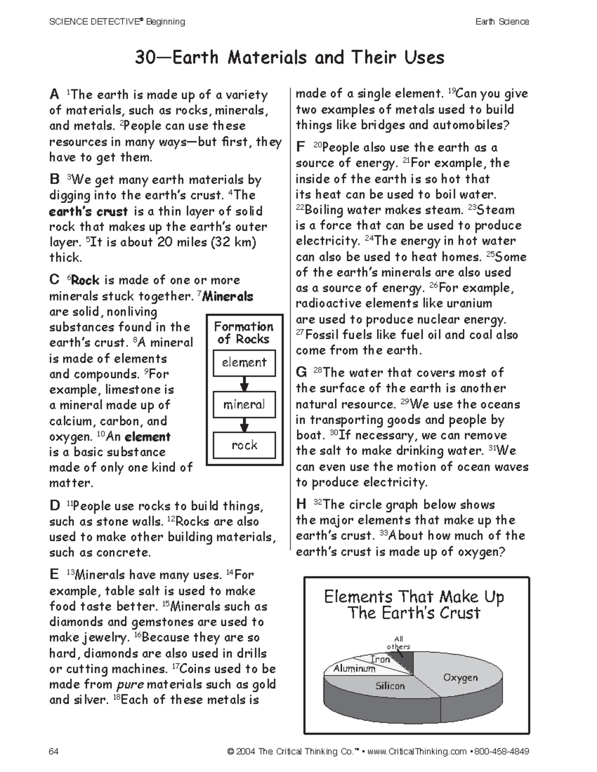 Critical thinking 033-download - SCIENCE DETECTIVE® Beginning Earth ...