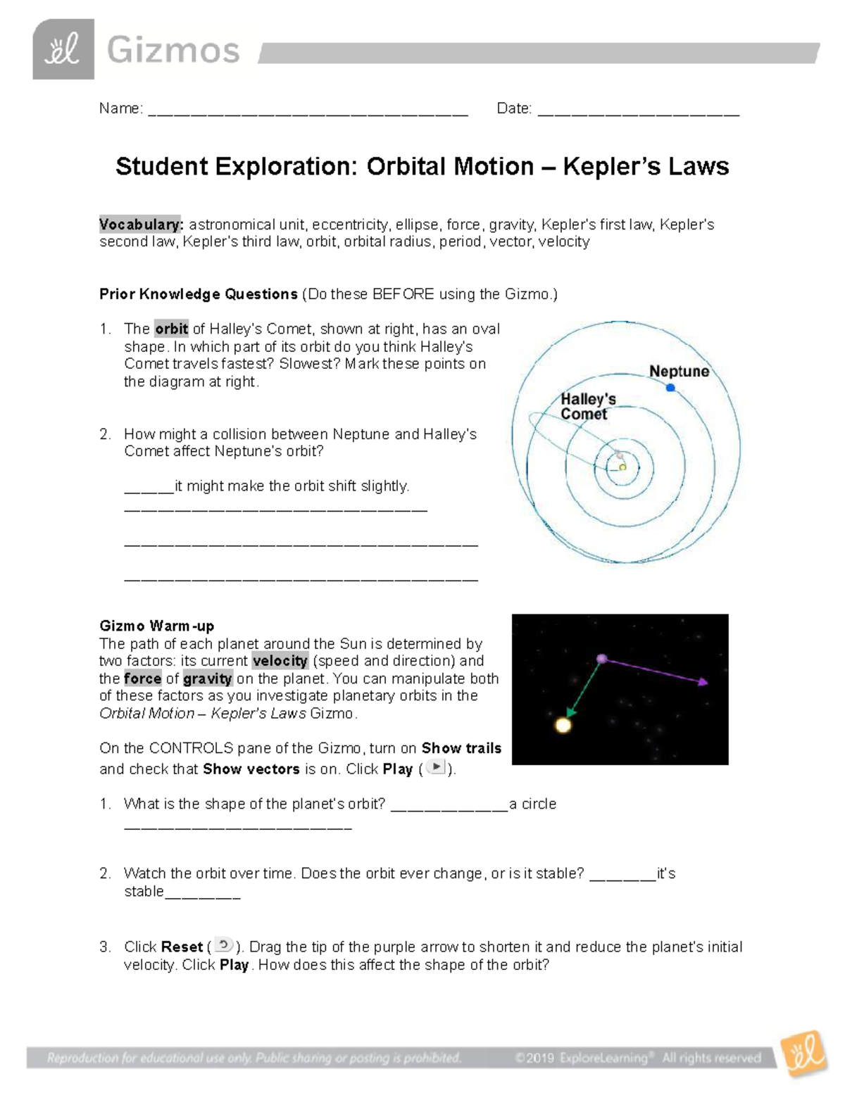 Gizmos Orbital Motion SE WORD - Name ...