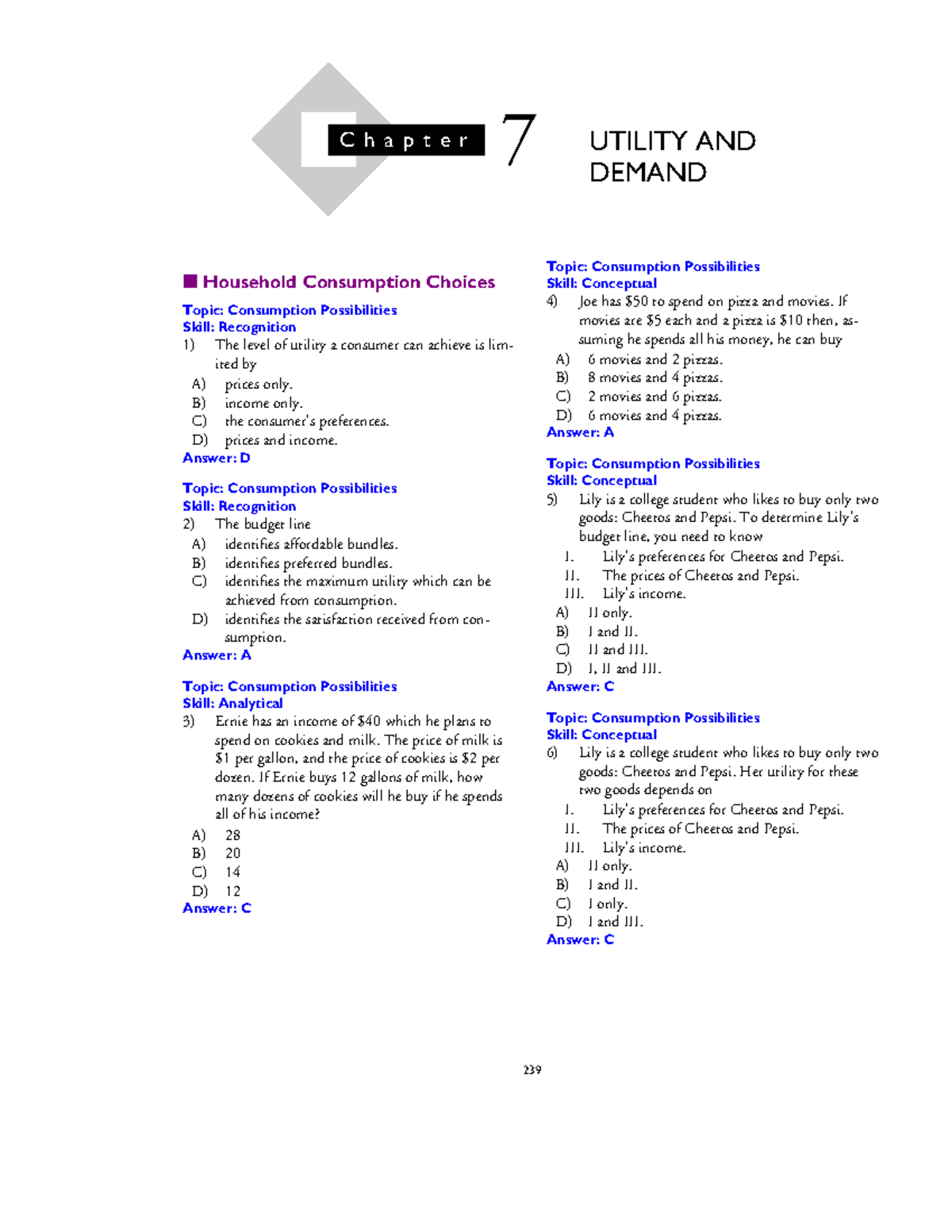 Chapter utility and demand utility - 239 7 UTILITY AND DEMAND Household ...