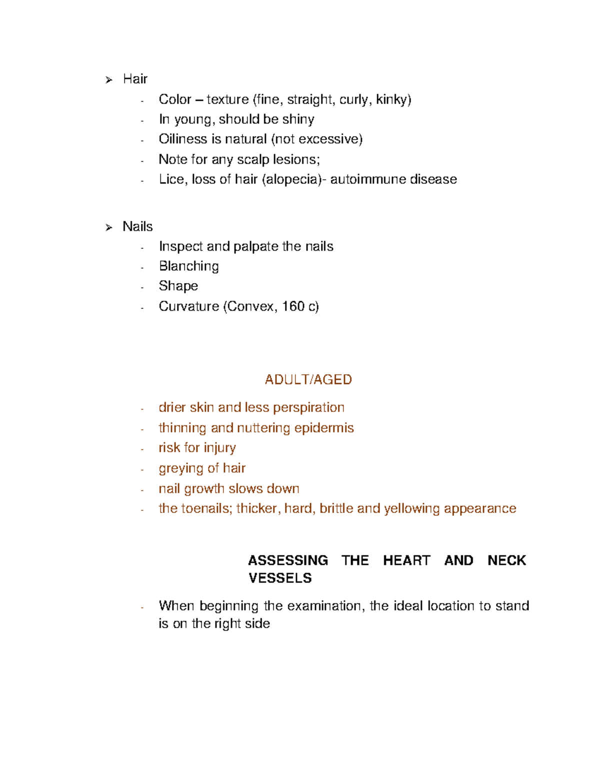 Hair - summary - Hair - Color – texture (fine, straight, curly, kinky ...