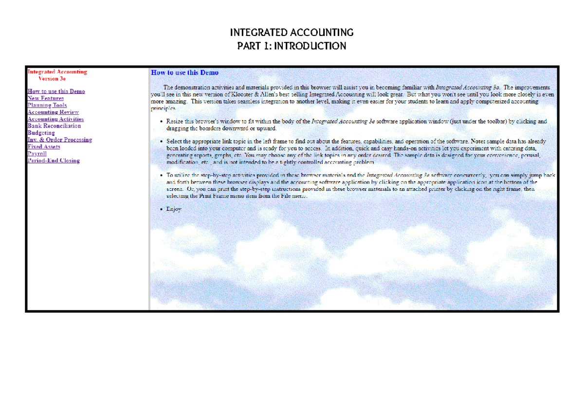 Introduction PART 1 - AIS - Business Administration - INTEGRATED ACCOUNTING PART 1: INTRODUCTION ...