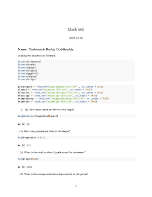 Assignment 2 HW2 - Math 660 2023-10- Name: Yashwanth Reddy Boddireddy Loading the datasets and ...