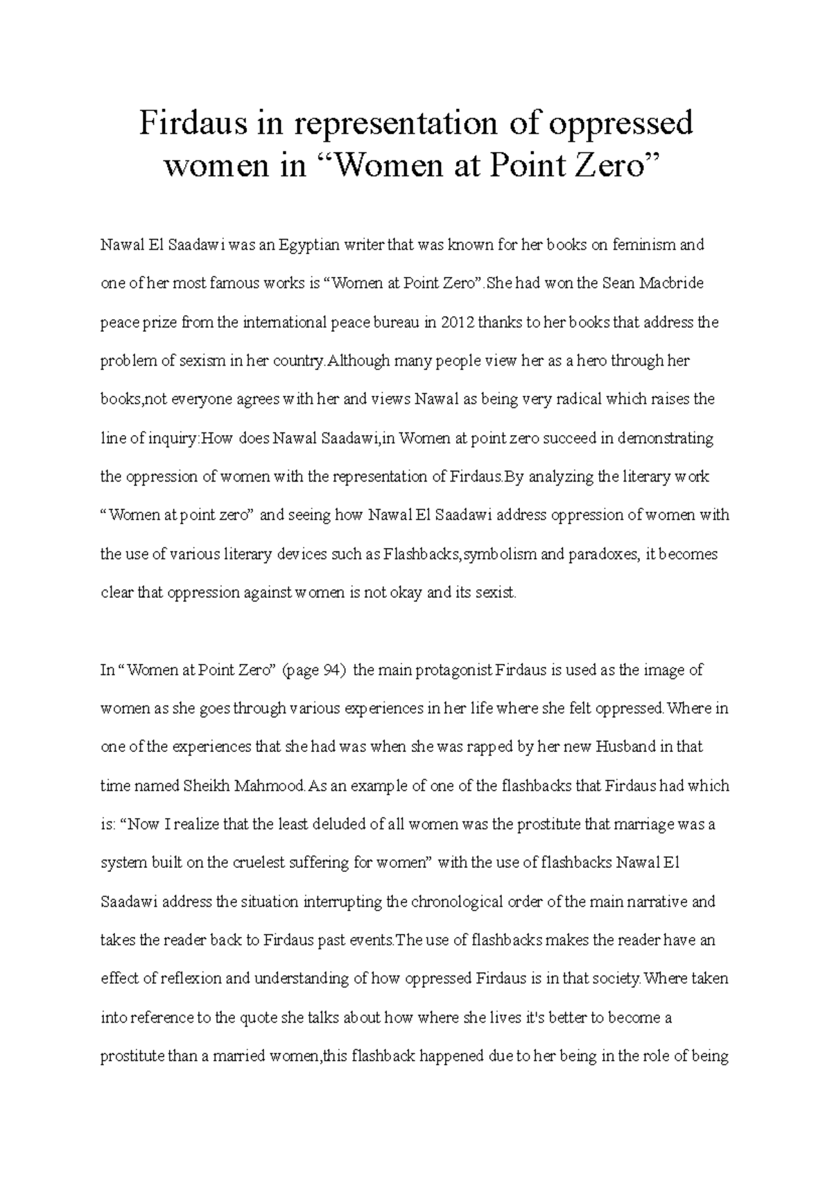 English HL Essay - notes - Firdaus in representation of oppressed women ...