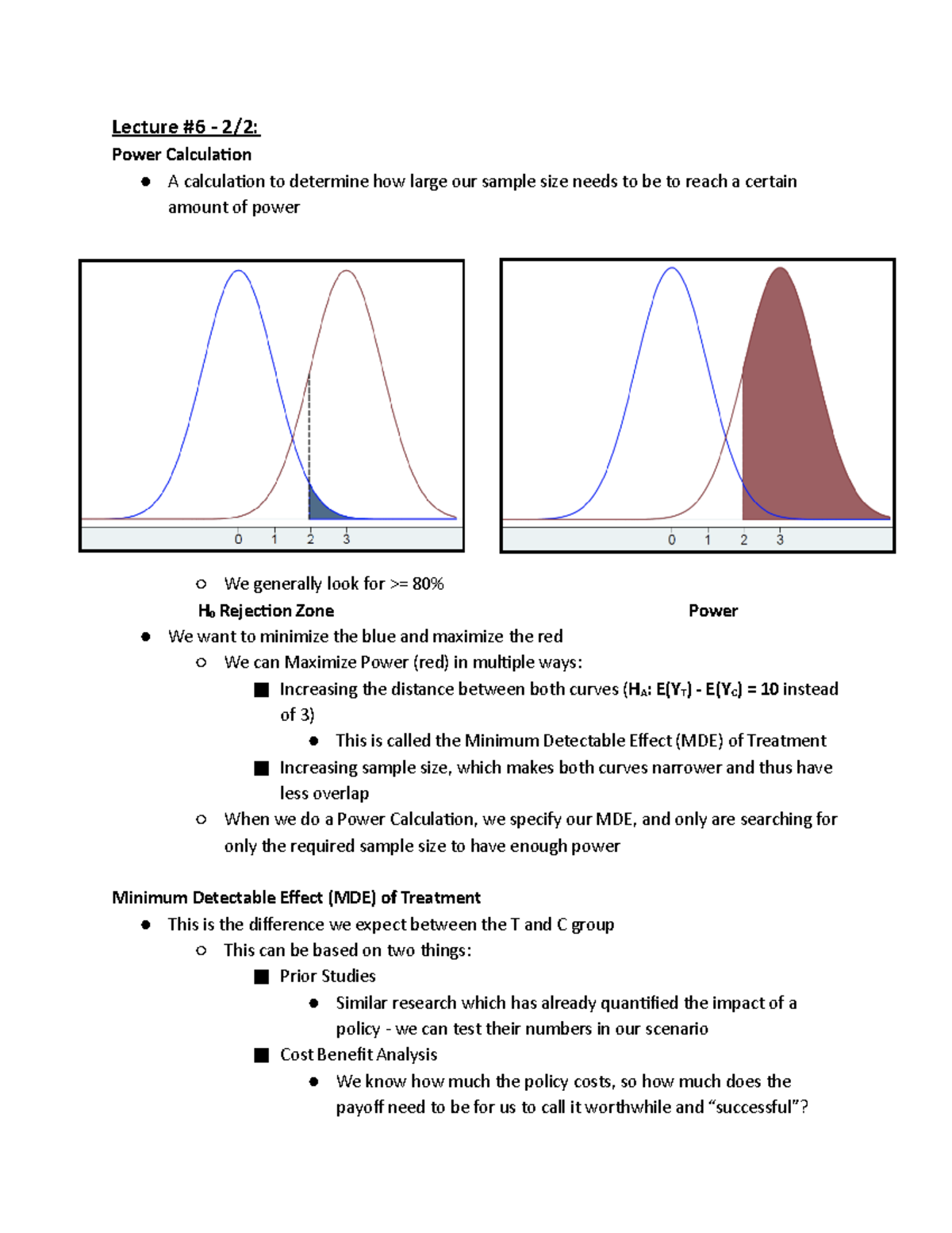 Lecture #6 Notes - Lecture #6 - 2/2: Power Calculation A calculation to ...