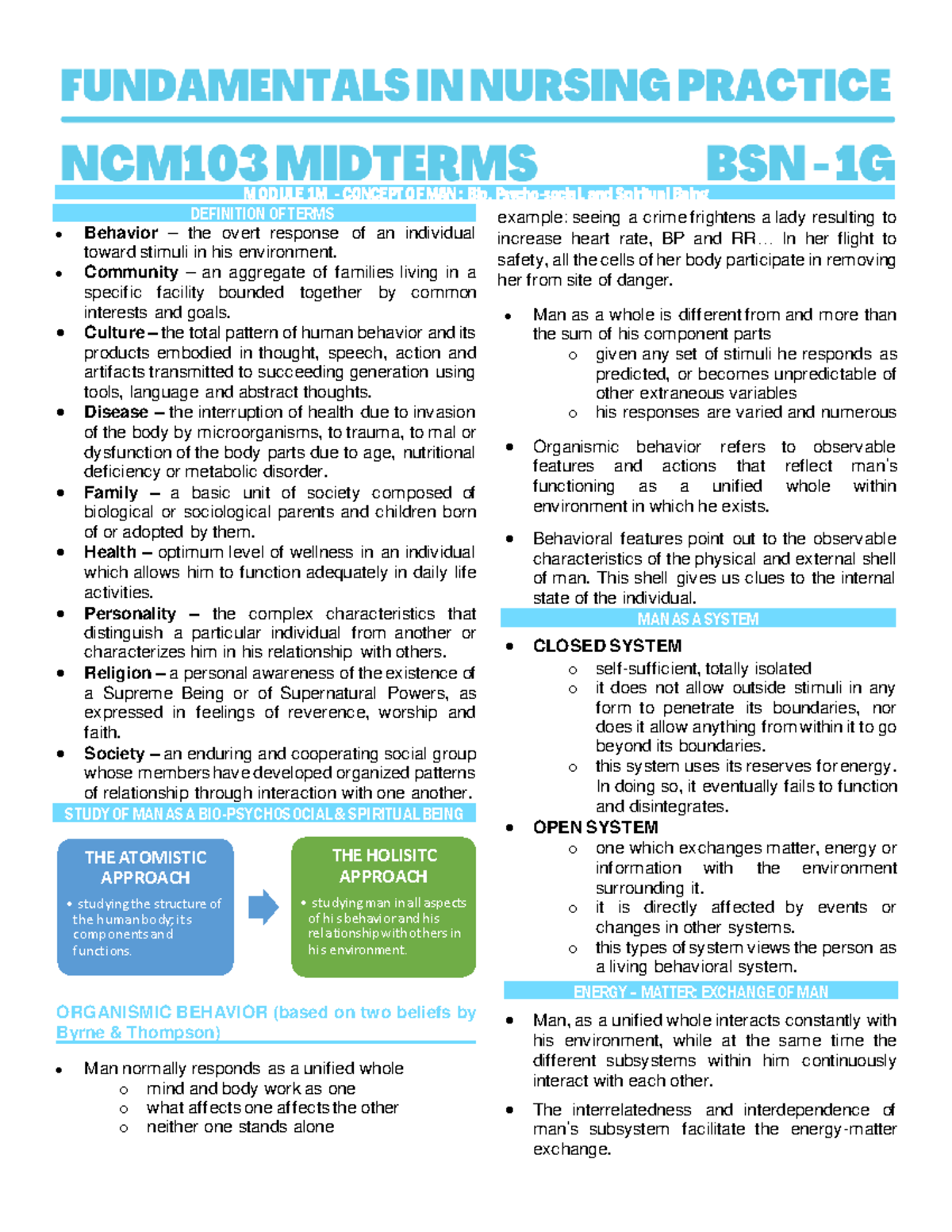 NCM 103 Module 1M Concept OF MAN - MODULE 1M - CONCEPT OF MAN : Bio ...