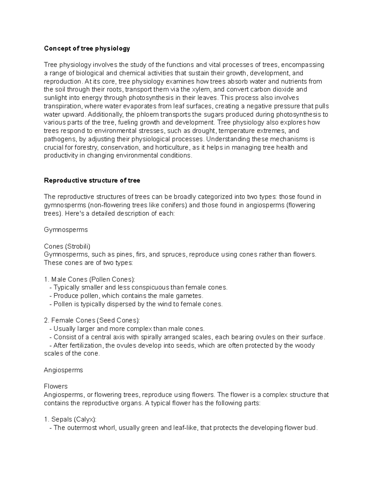Concept of tree physiology - At its core, tree physiology examines how ...
