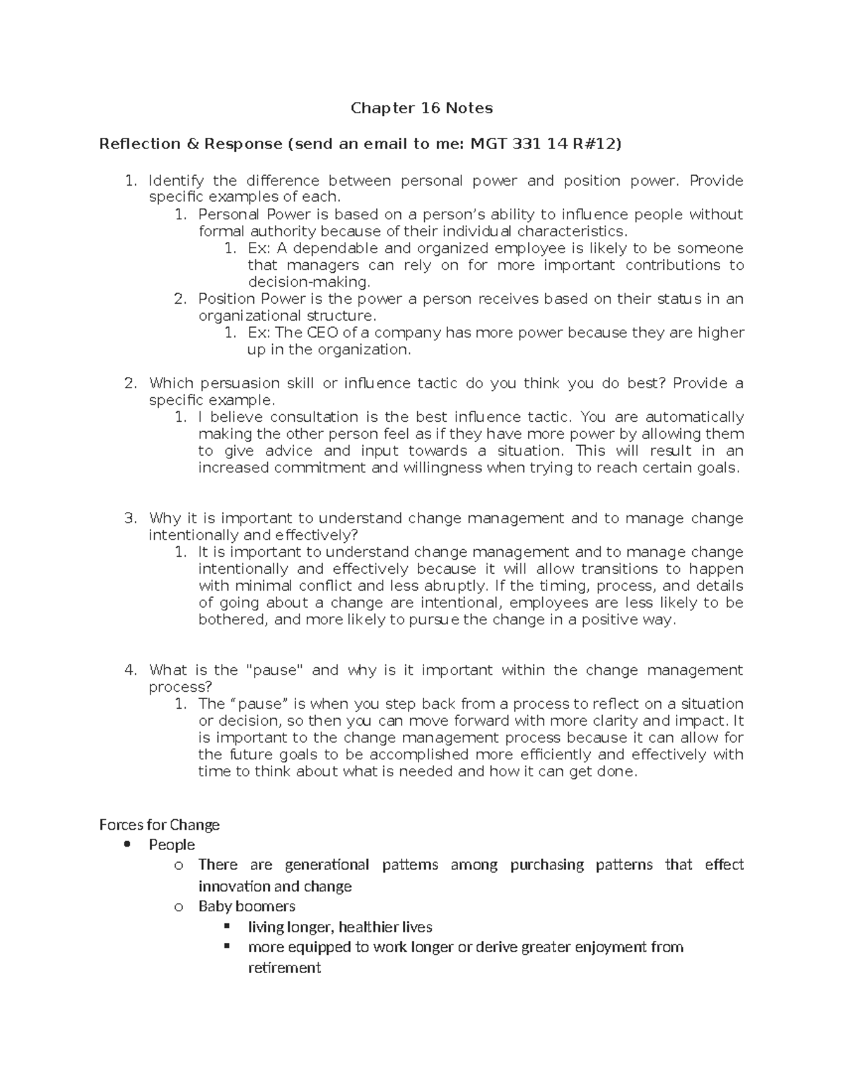 Chapter 16 Notes - Chapter 16 Notes Reflection & Response (send an ...