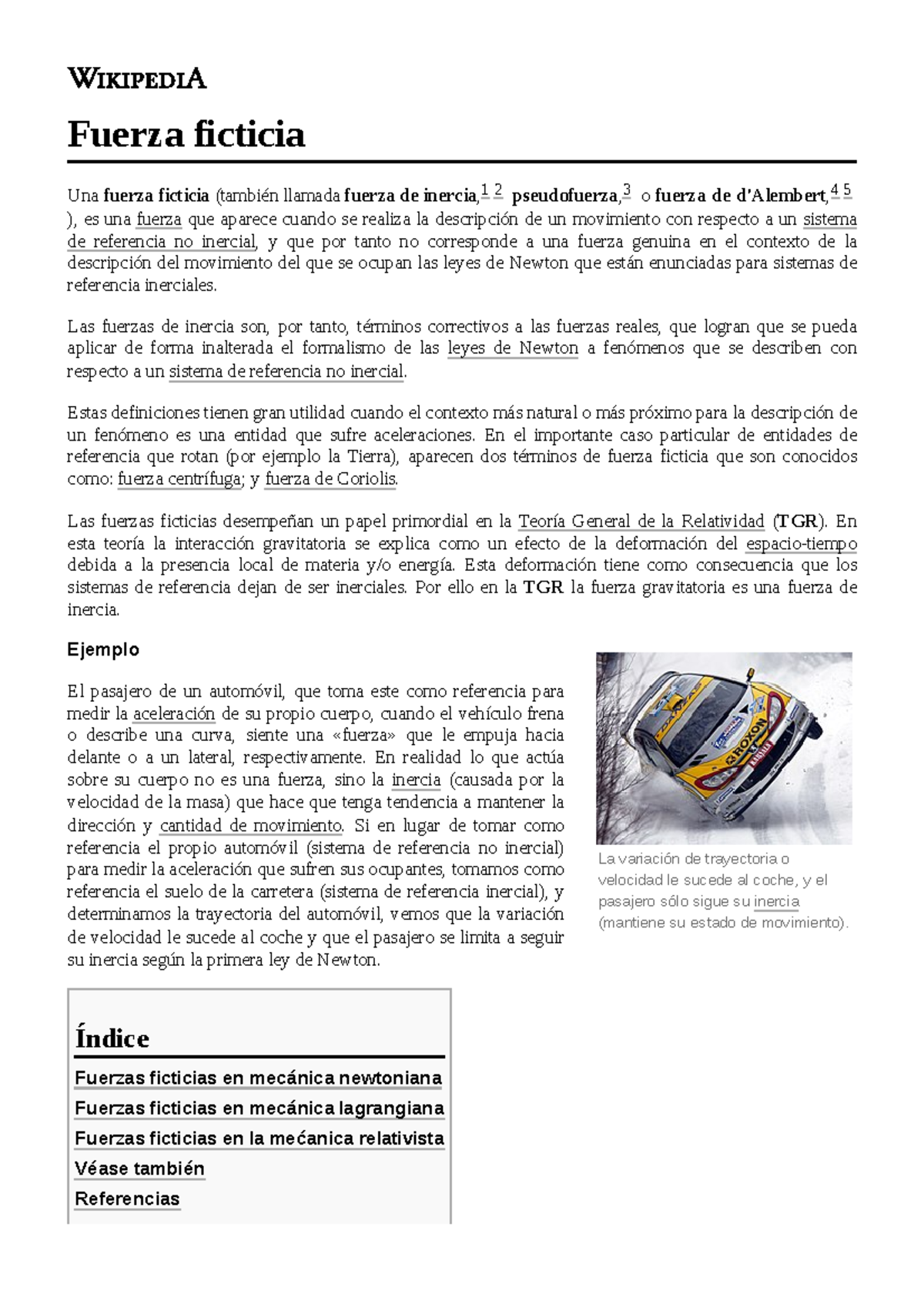 Fuerza ficticia - hrhrhr - La variación de trayectoria o velocidad le ...