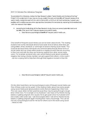 Amber Lenahan Module 2 activity - PSY 222 Module Two Activity Amber Lenahan Professor Goodchild ...