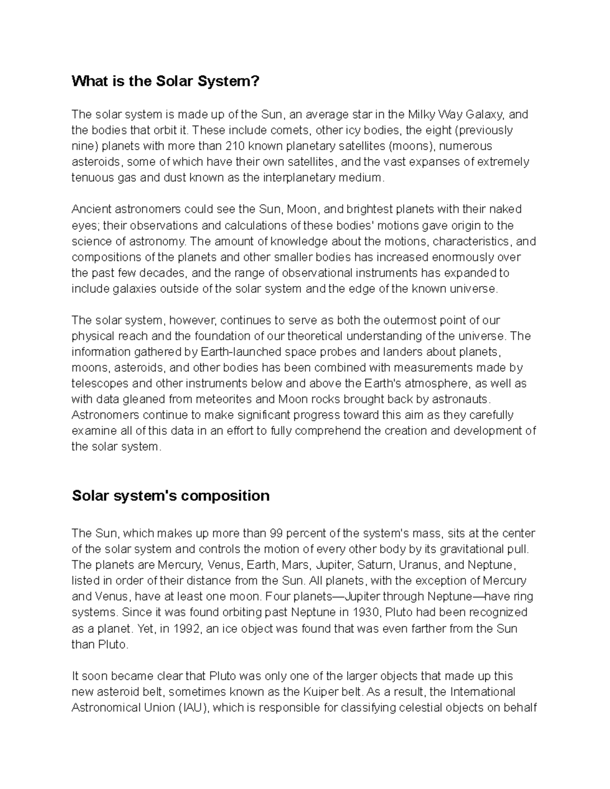 Solar-System - Solar system and its composition - What is the Solar ...
