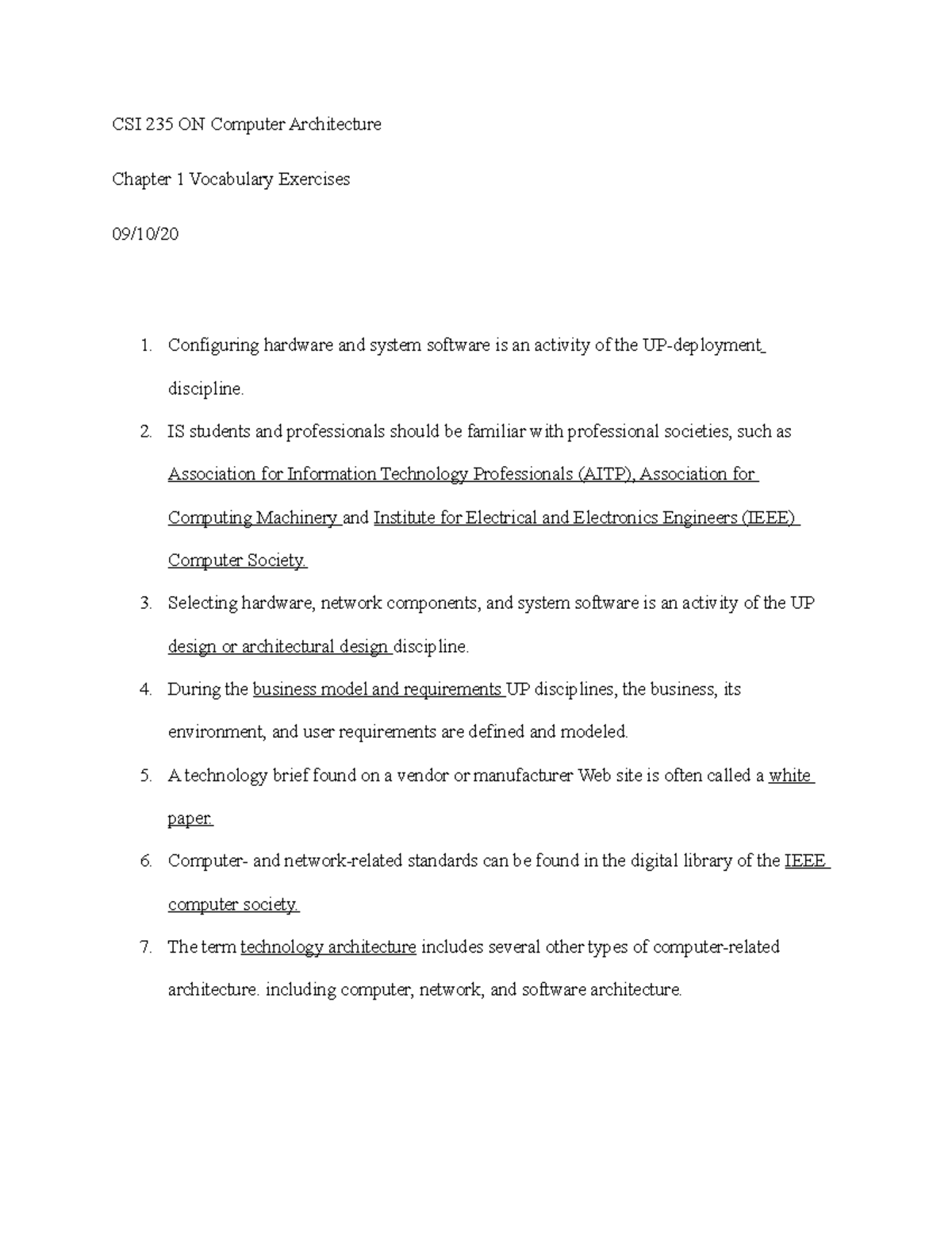Chapter 1 Vocabulary Exercises - Copy - CSI 235 ON Computer ...