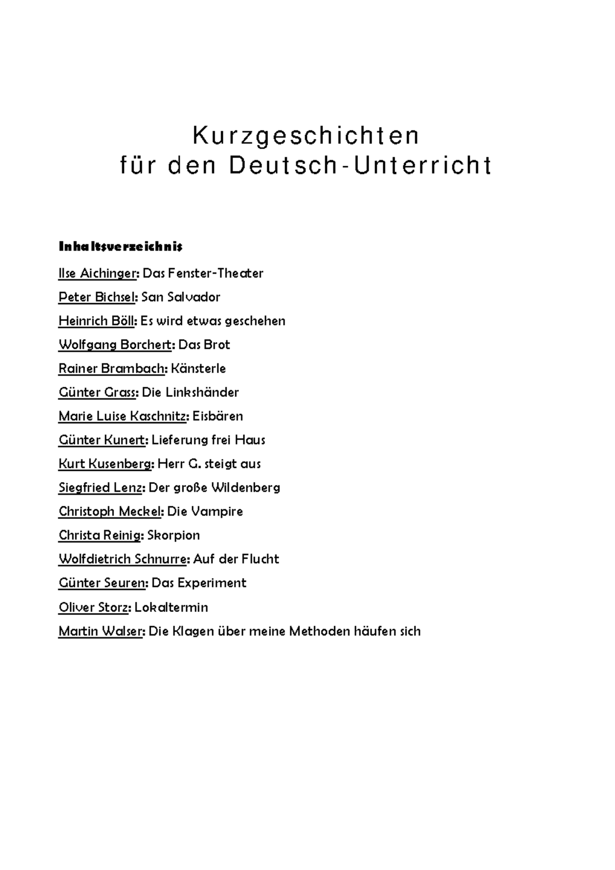16 Kurzgeschichten - Geschichten und Abenteuer aus dem Leben in ...