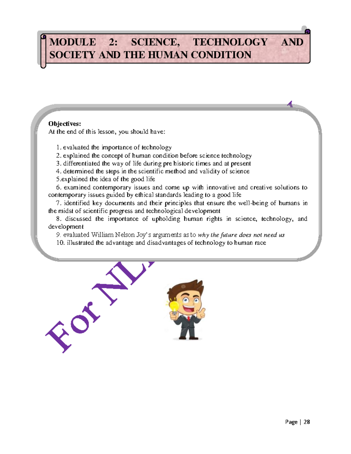 Module 2 - MODULE 2: SCIENCE, TECHNOLOGY AND SOCIETY AND THE HUMAN ...