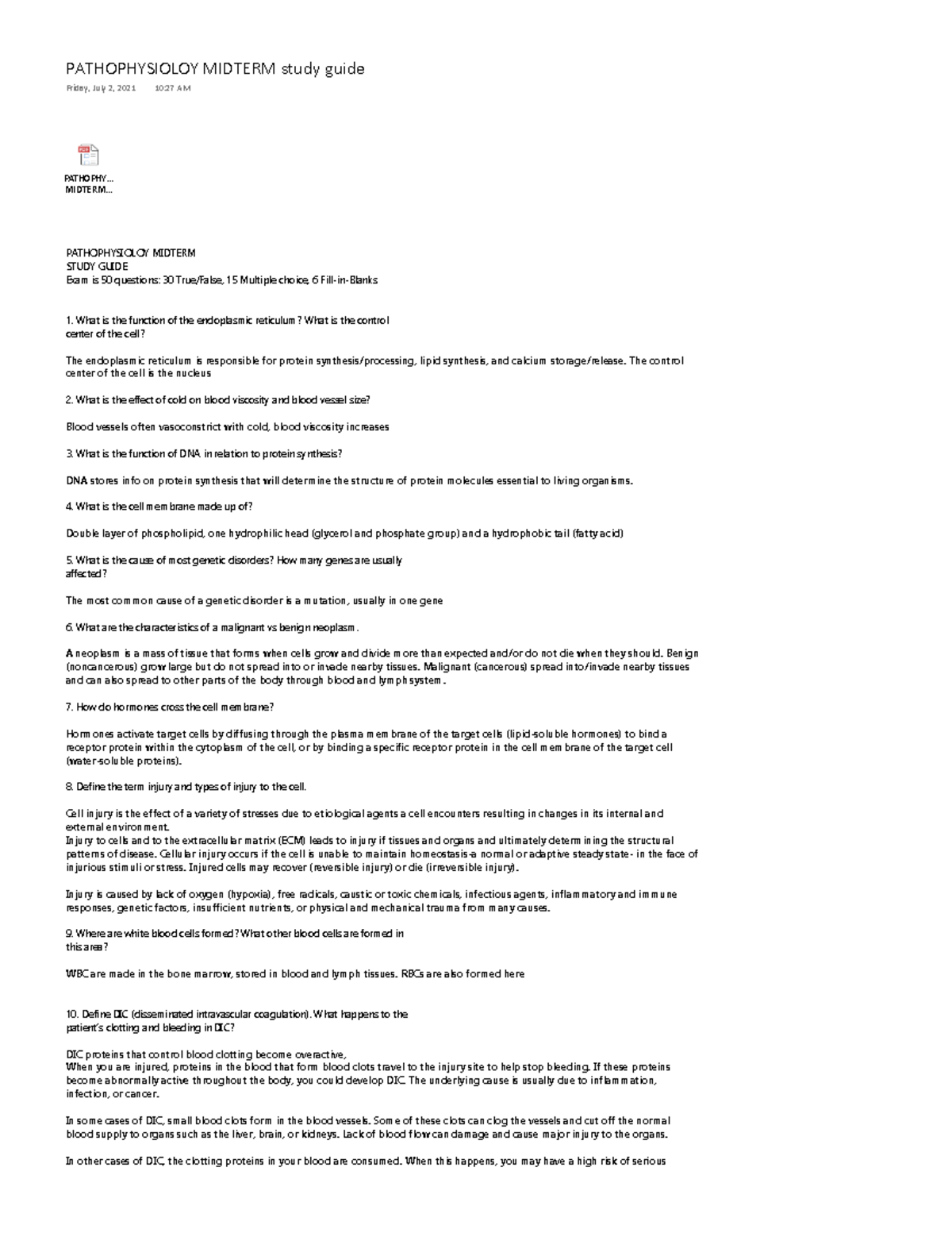 Pathophysiology - Patho Notes - PATHOPHYMIDTERM...... PATHOPHYSIOLOY ...
