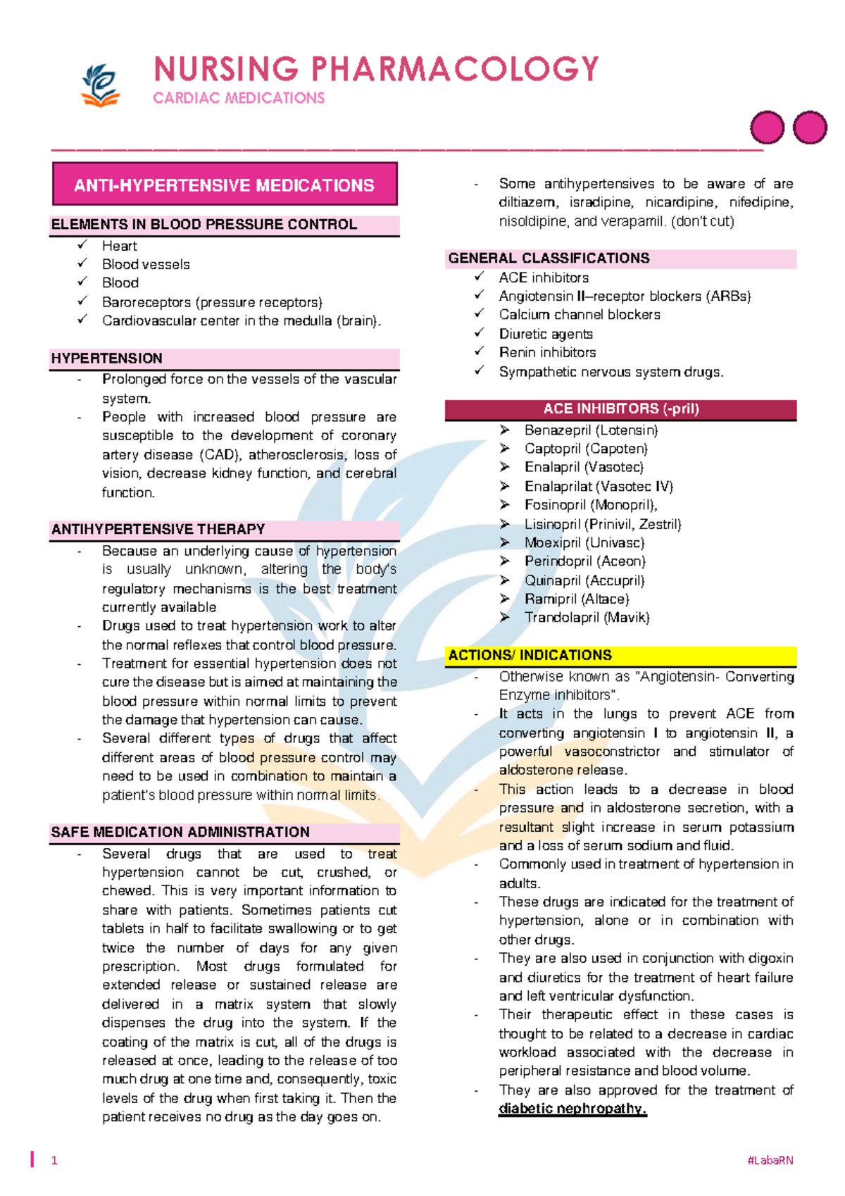 4. Cardiac Medications - NURSING PHARMACOLOGY CARDIAC MEDICATIONS - Studocu