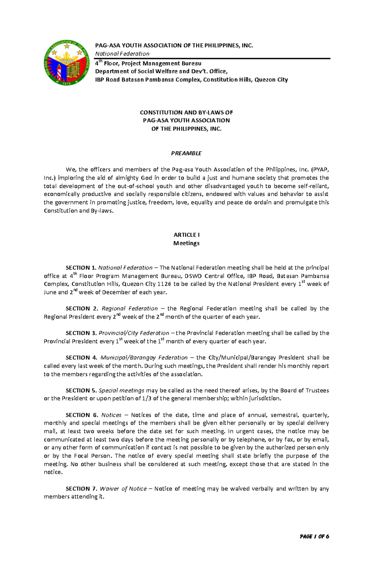 Pdfcoffee - Lesson notes - PAG-ASA YOUTH ASSOCIATION OF THE PHILIPPINES ...