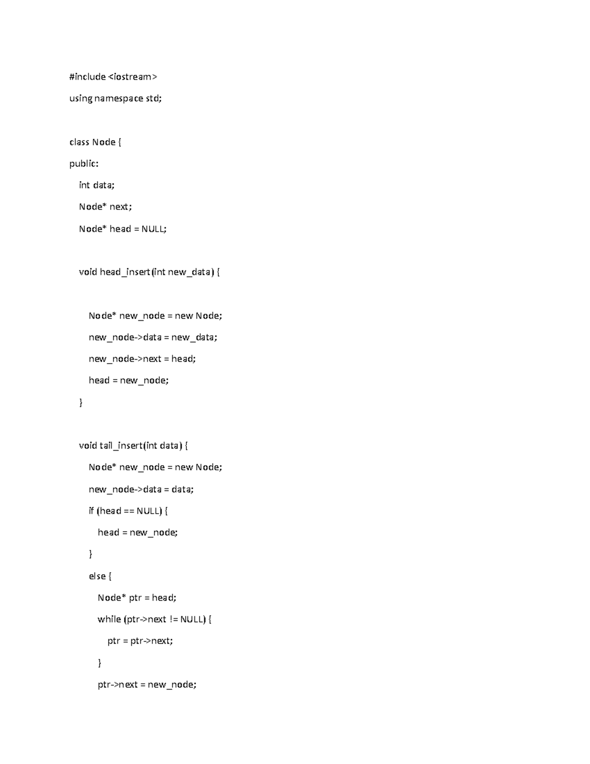 A2T3 - data structure code - #include using namespace std; class Node { public: int data; Node ...