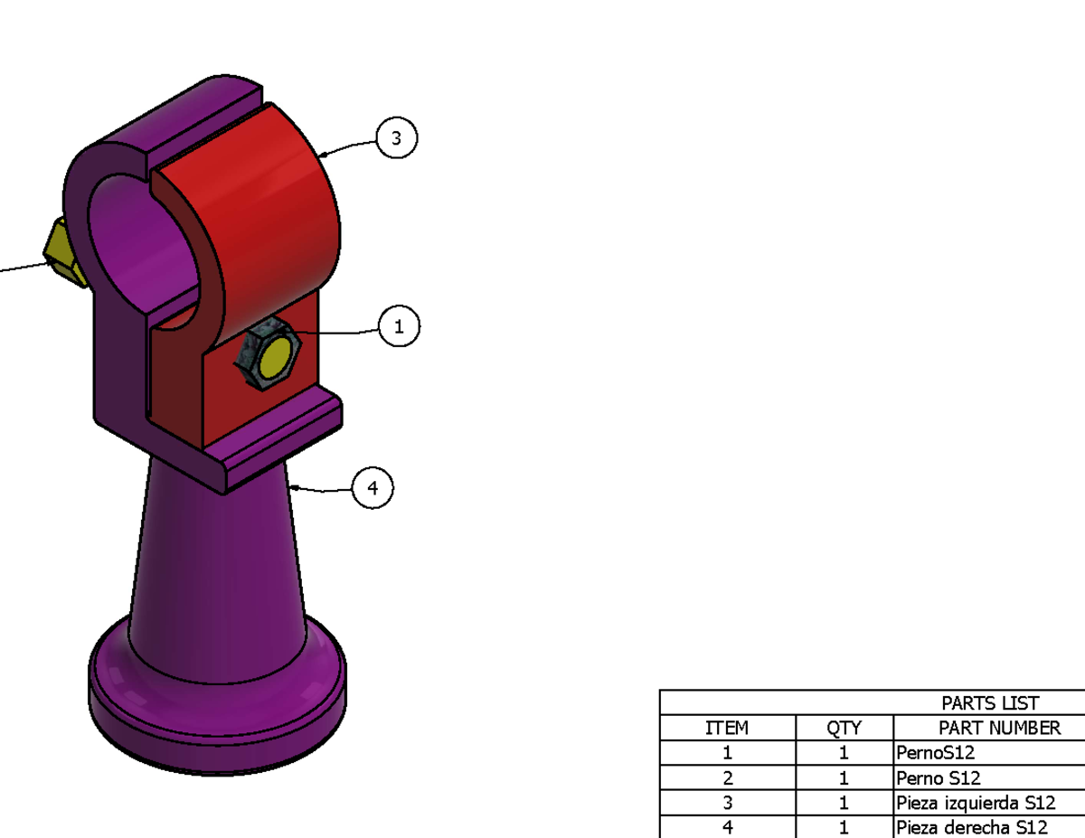 Plano s12 - dsd - Dibujo CAD - PARTS LIST - 1 1 PernoS ITEM QTY PART ...