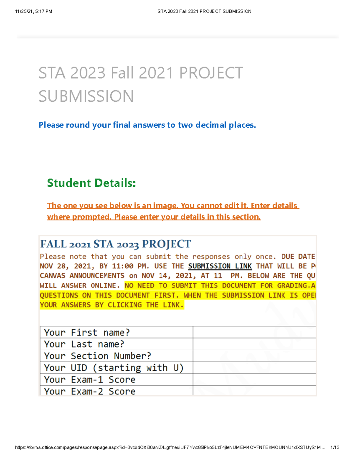 STA 2023 Fall 2021 Project Submission - STA 2023 Fall 2021 PROJECT ...