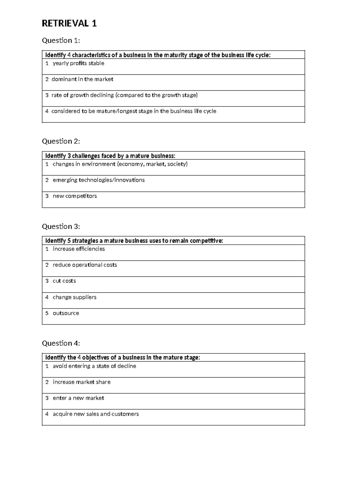 SOL retrieval lesson 1 2 - RETRIEVAL 1 Question 1: Identify 4 ...