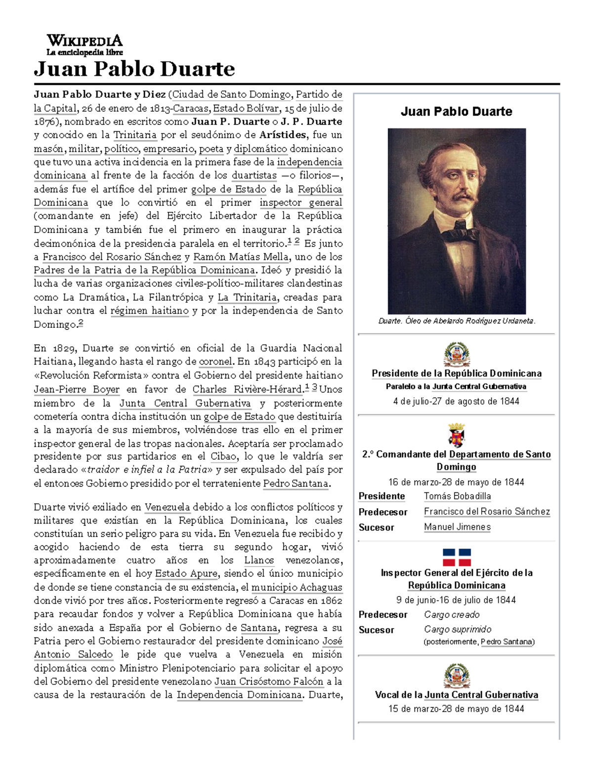 Juan Pablo Duarte - Wikipedia, la enciclopedia libre - Juan Pablo ...
