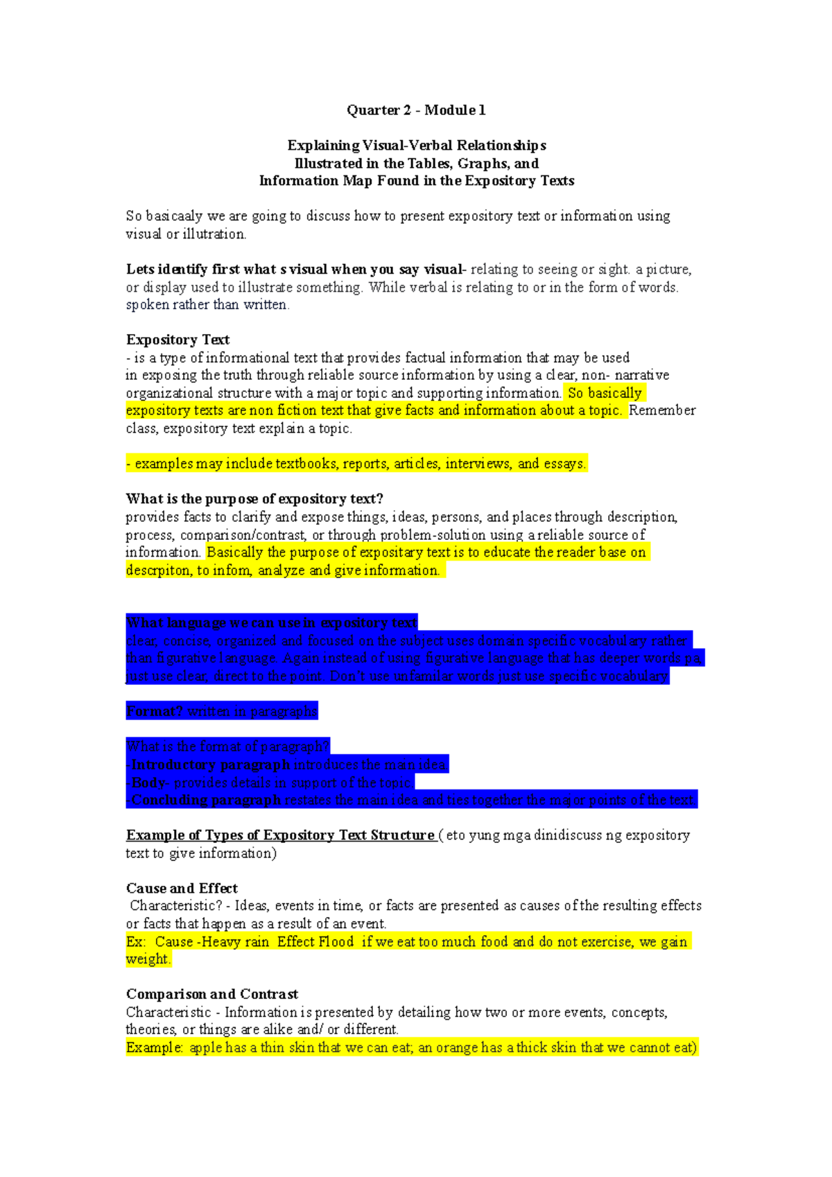 Quarter 2 module 1 - Lecture - Quarter 2 - Module 1 Explaining Visual ...