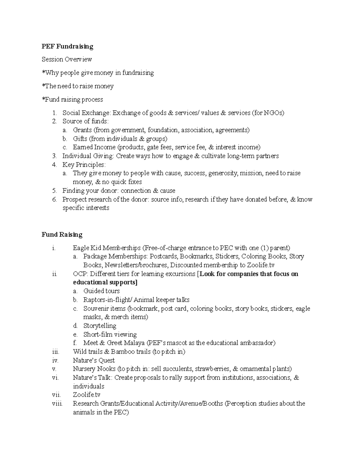 Fundraising Lecture - PEF Fundraising Session Overview *Why people give ...
