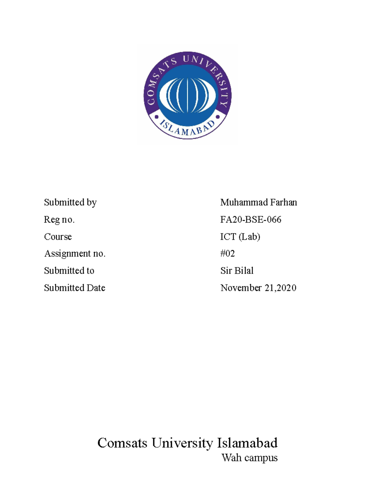 Python Lab csc102 - Submitted Muhammad Farhan Reg no. Course ICT (Lab ...